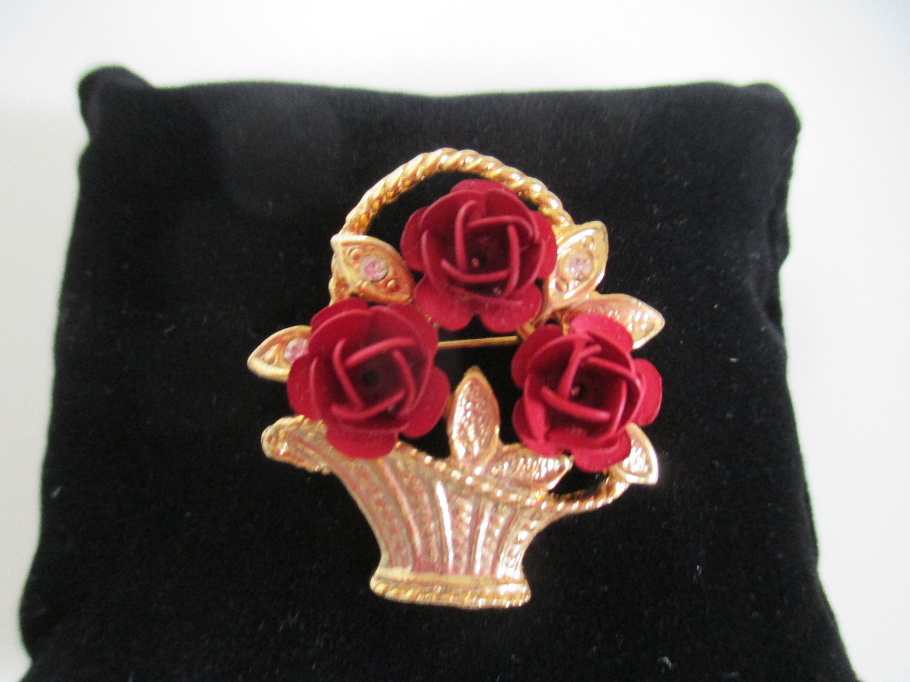 Vintage Brooch, Children's Brooch, Brooch 50s, Rose Brooch, Basket ...