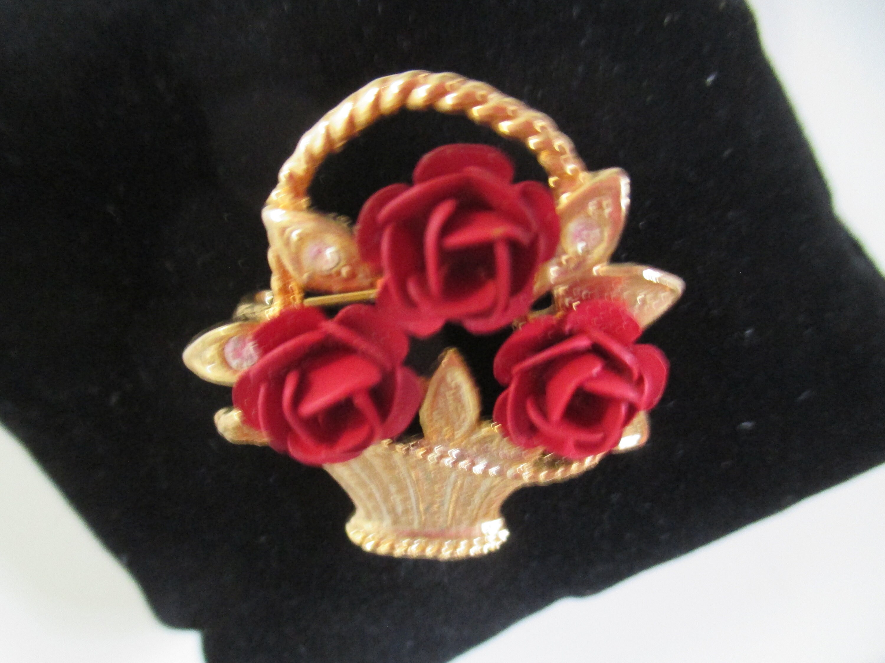 Vintage Brooch, Children's Brooch, Brooch 50s, Rose Brooch, Basket ...