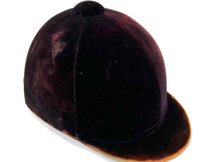 Vintage Hunt Cap Burgundy Velvet Horse Riding Helmet Equestrian ...