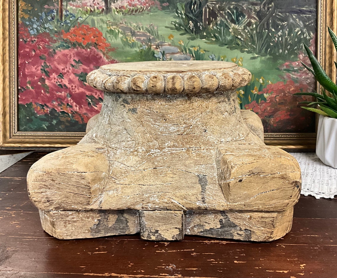 Architectural Salvage Solid Wood Column Base - Antiq - Etsy