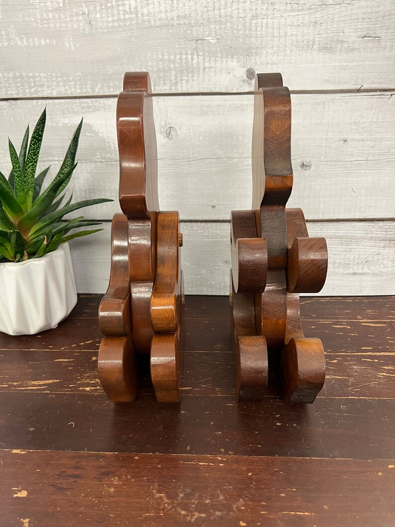 Vintage Handmade Carved Solid Wood Teddy Bears With Moveable Arms and ...