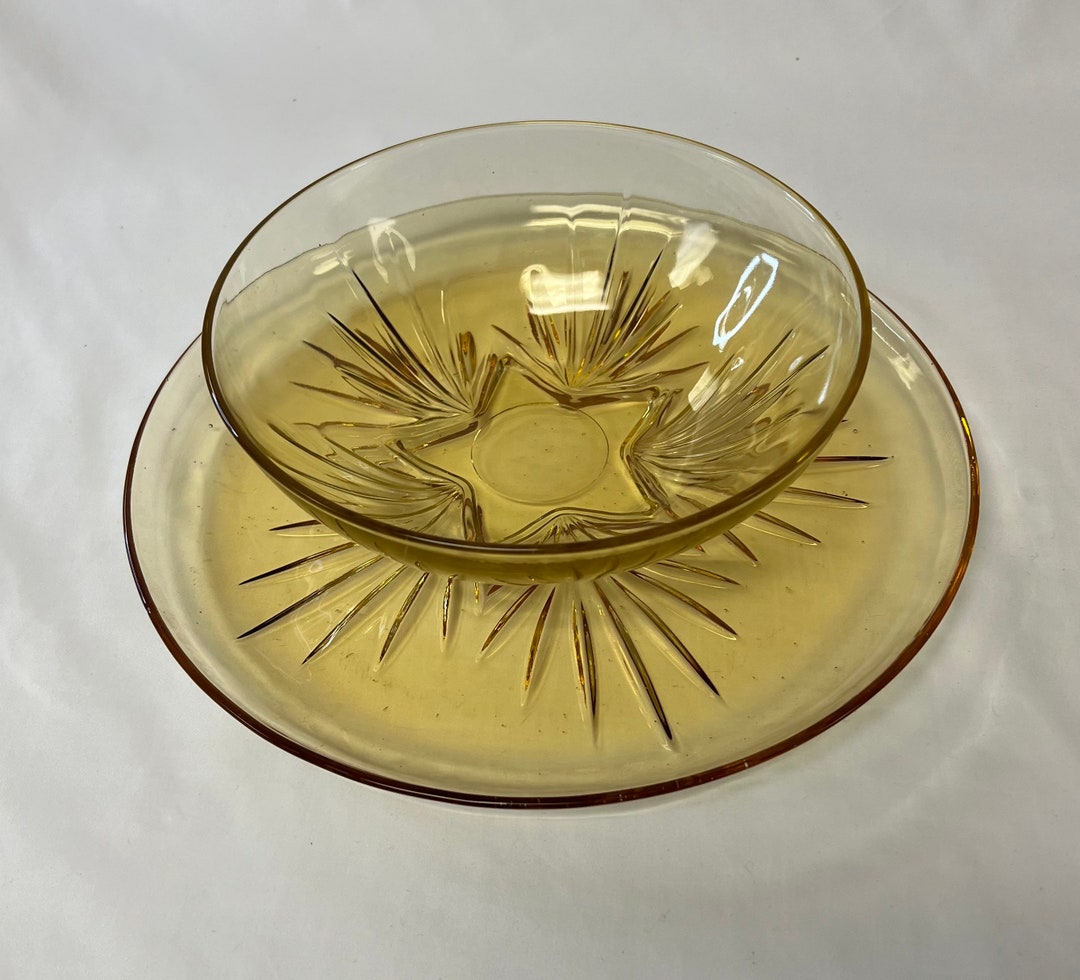 1930's Federal Glass Co. Amber Yellow Star Pattern Depression Glass ...