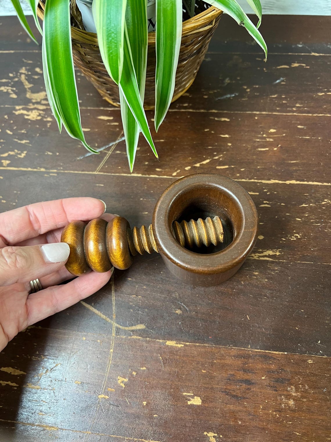 Vintage Wood Spiral Screw Nut Cracker Solid Hardwood - Etsy