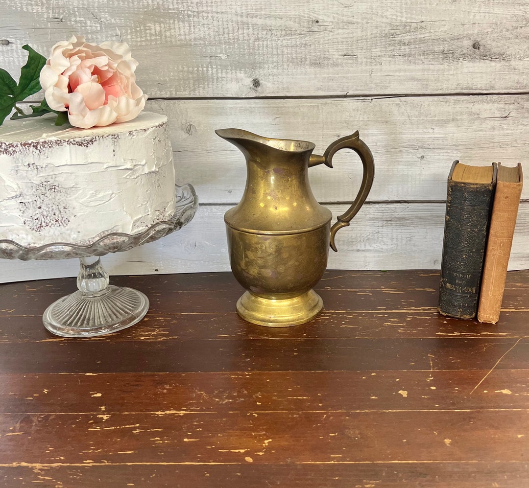 Vintage 8" Brass Pitcher Made in India-farmhouse-french Country-mcm ...