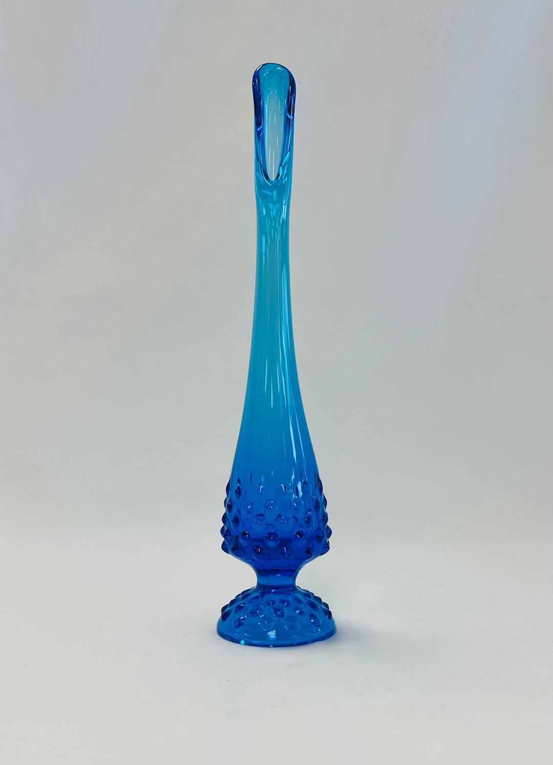 Mid Century Fenton Hobnail Swung Glass Vase Colonial Blue 10 Cobalt ...