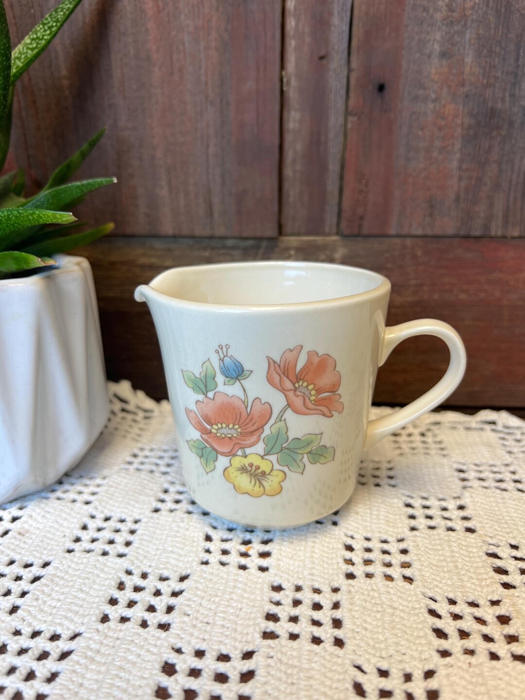 Vintage Corner Stone by Corning Floral Creamer - Etsy