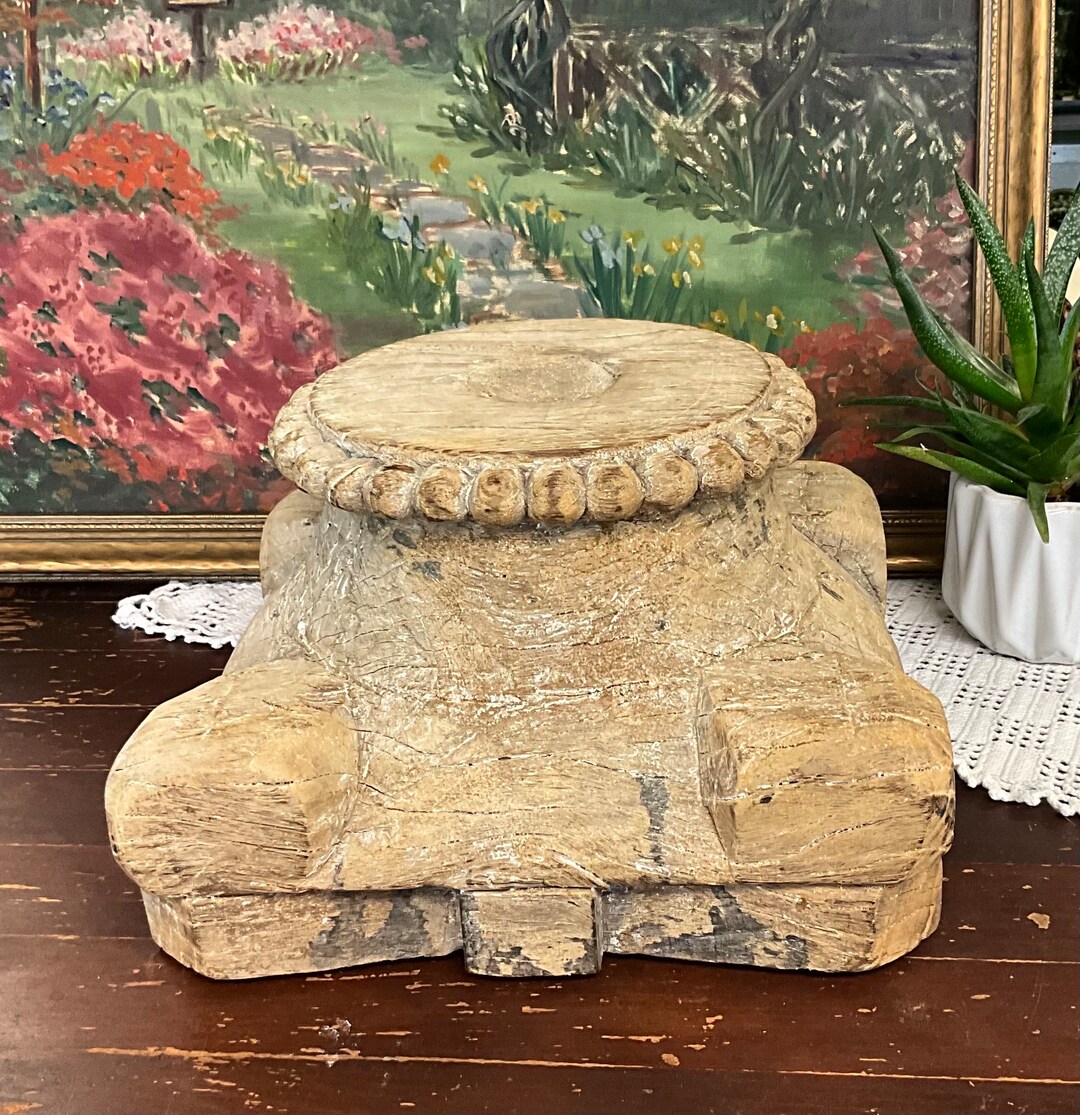 Architectural Salvage Solid Wood Column Base - Antiq - Etsy