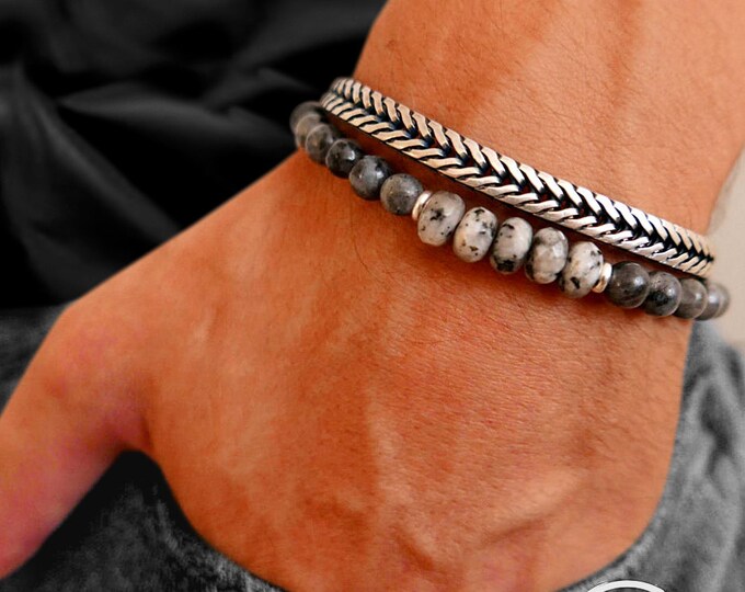 Men's Cuff Bracelet Set, Men's Silver Cuff, Men's Silver Chain Bracelet ...