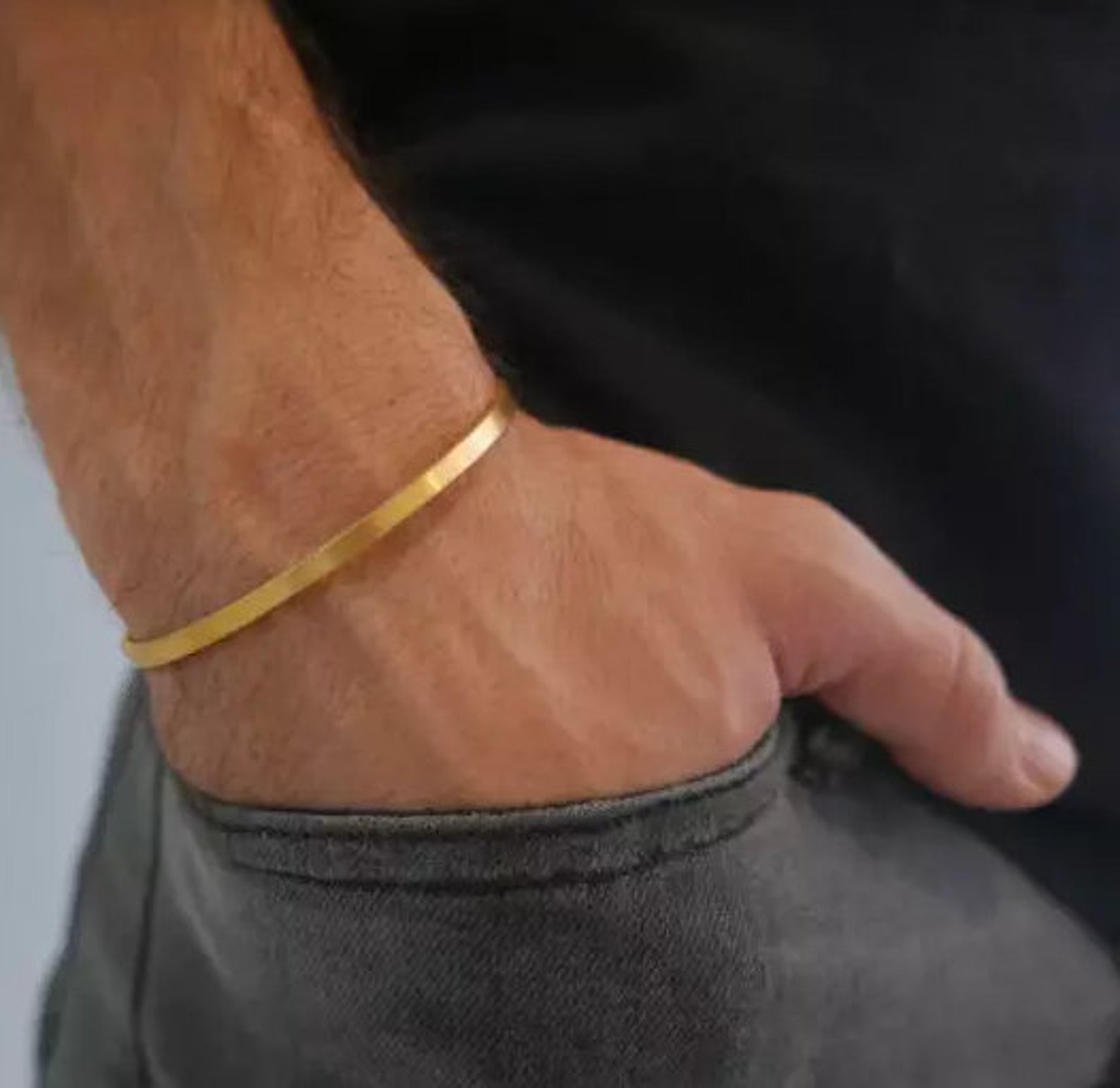 Torque Bangle Men's Cuff Bracelet Men's Gold | Etsy