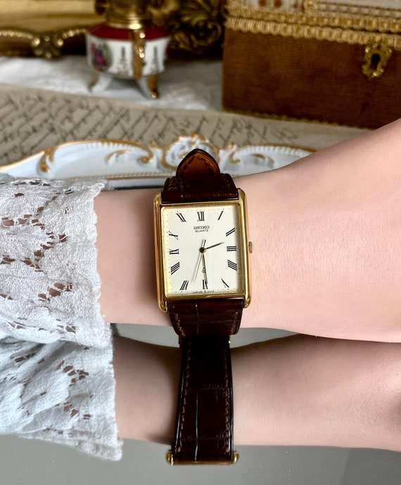 Seiko Tank Classic White Roman Quartz Wrist Watch - Gem