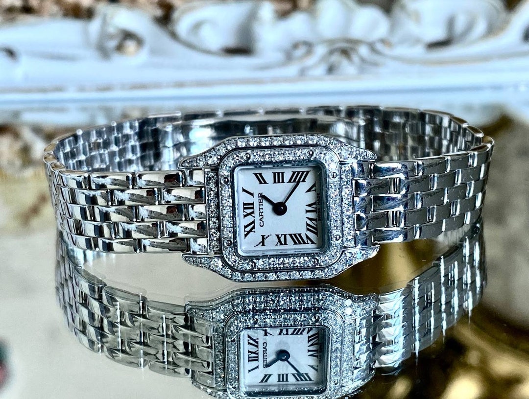 Cartier Panthere Mini 18k Solid White Gold With Original Diamonds Watch ...