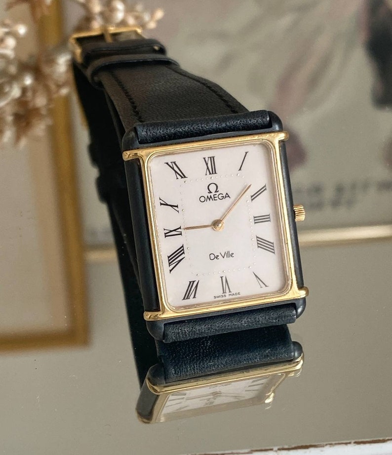 OMEGA Tank Classic White Roman Dial Quartz Wrist Watch - Etsy Australia