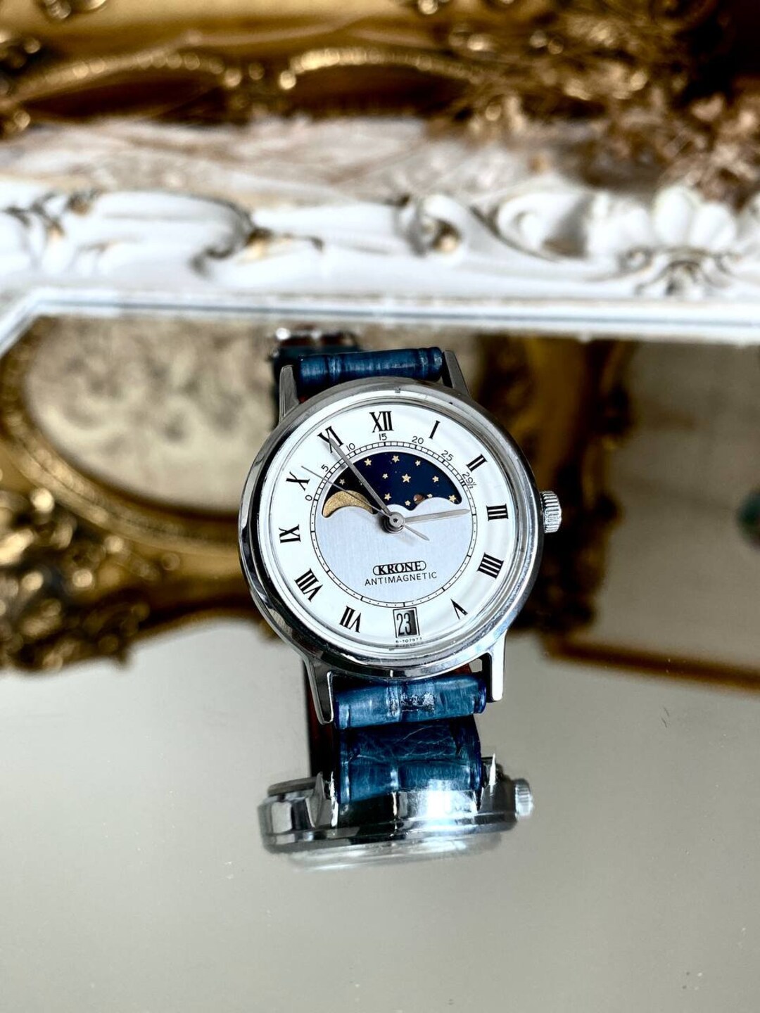 Krone Manual Winding Moon Phase Watch - Etsy