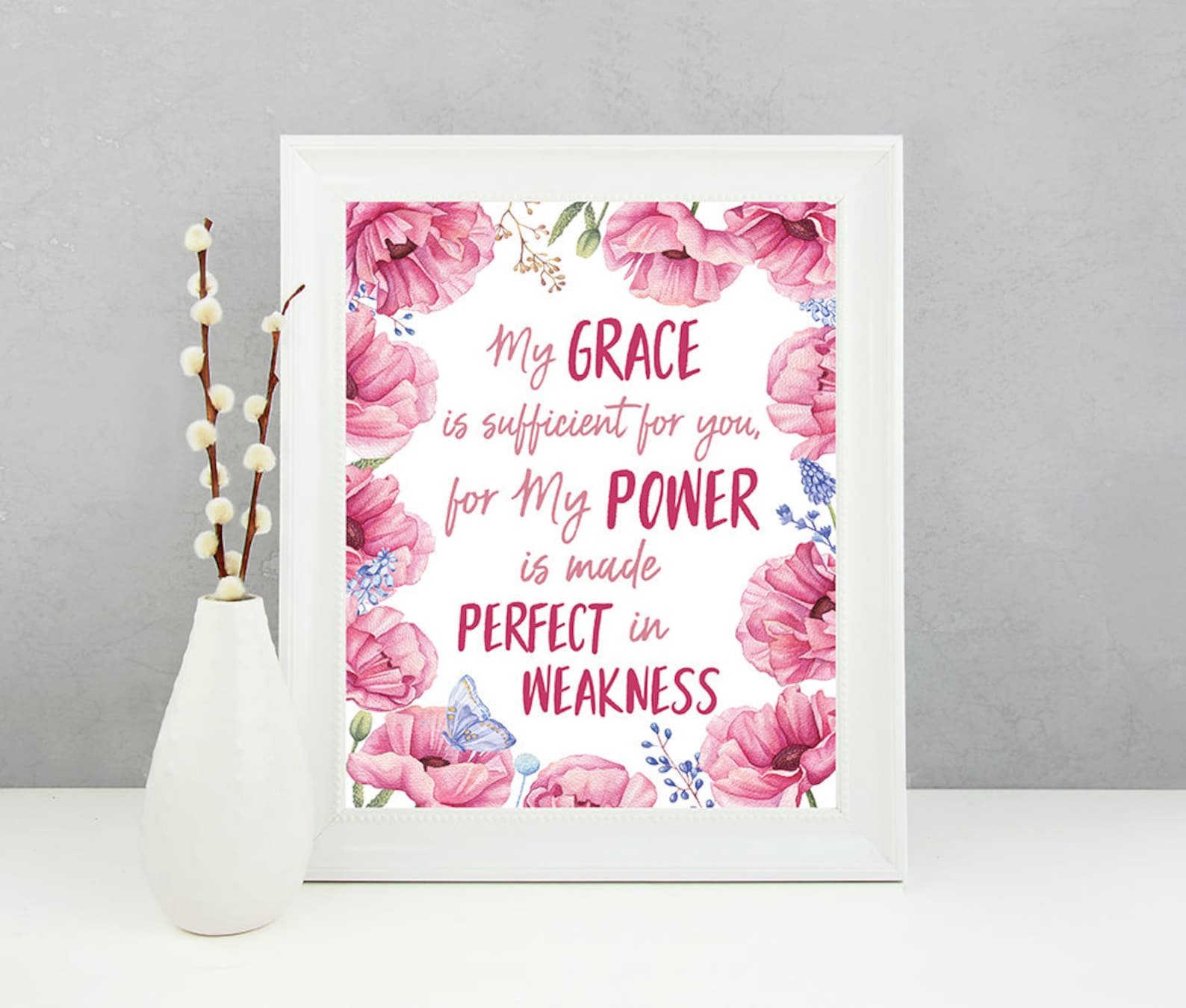 My Grace is Sufficient Wall Art Print, Digital Download, Bible Verse ...