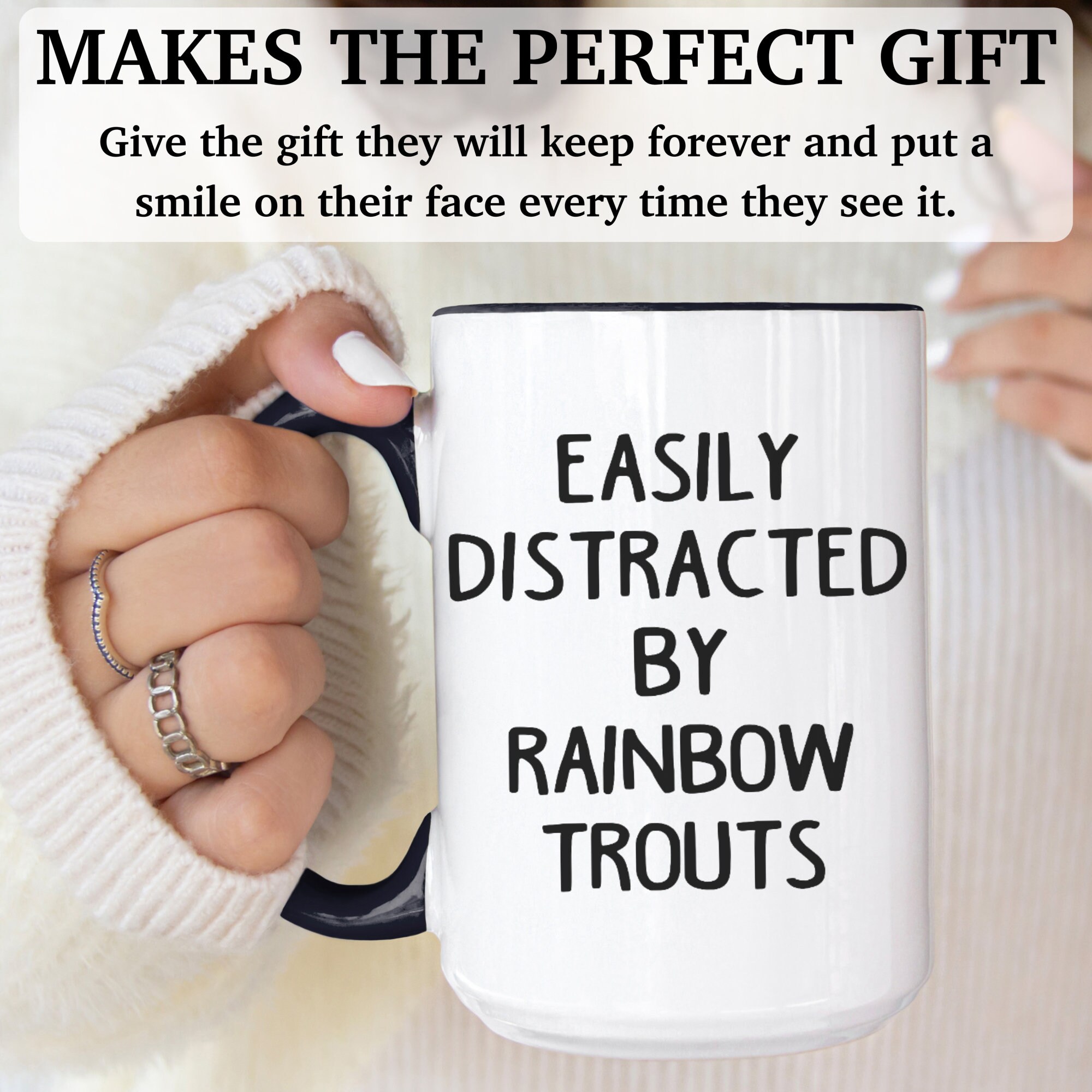 Rainbow Trout Mug, Easily Distracted by Rainbow Trout, Rainbow Trout ...