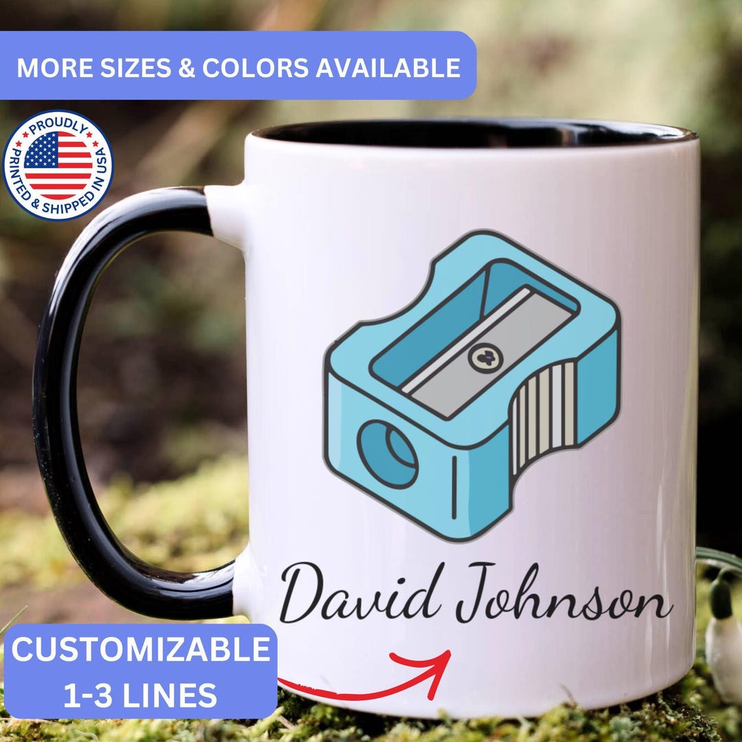 Personalized Pencil Sharpener Mug, Custom Pencil Sharpener Mug, Pencil ...