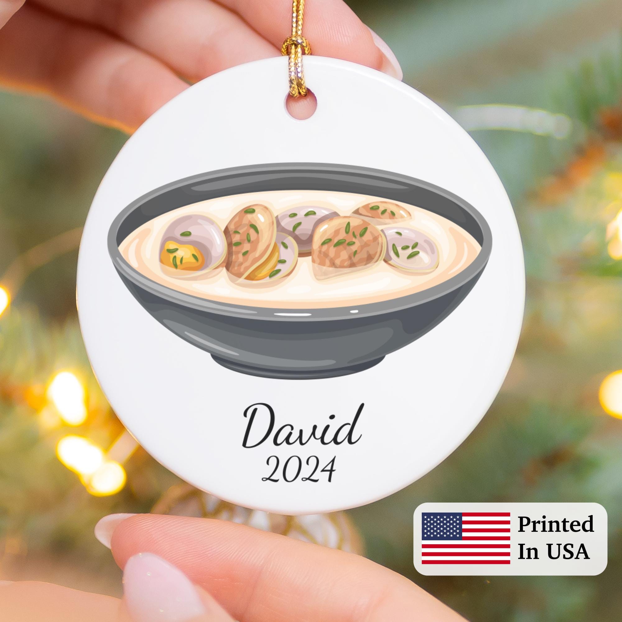 Personalized Clam Chowder Ornament, Clam Chowder Christmas Ornament ...