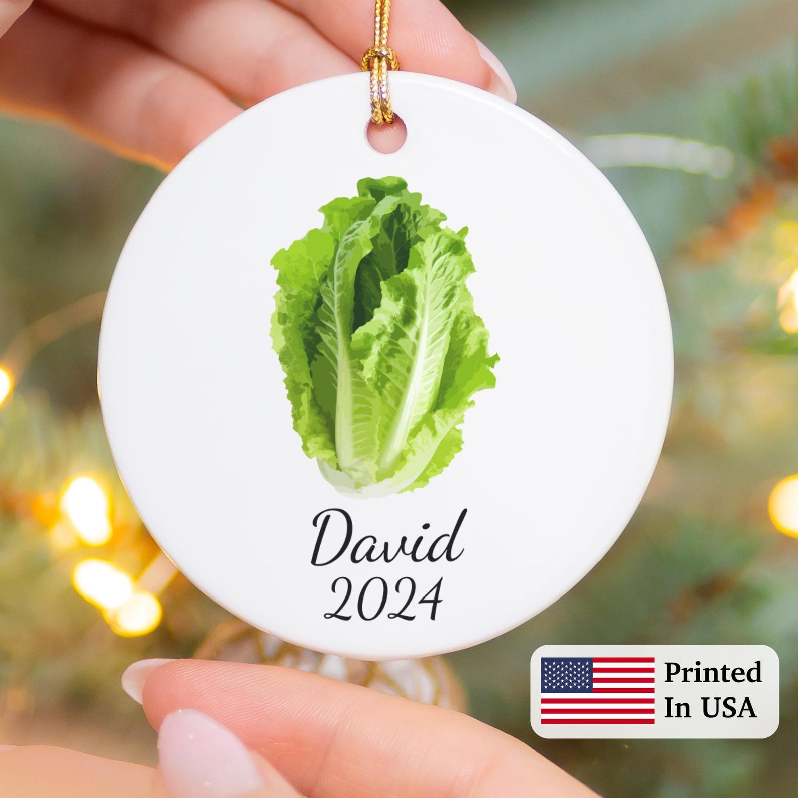 Personalized Lettuce Ornament, Lettuce Christmas Ornament, Lettuce Xmas ...