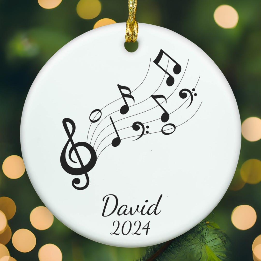 Personalized Music Notes Ornament, Music Notes Christmas Ornament ...