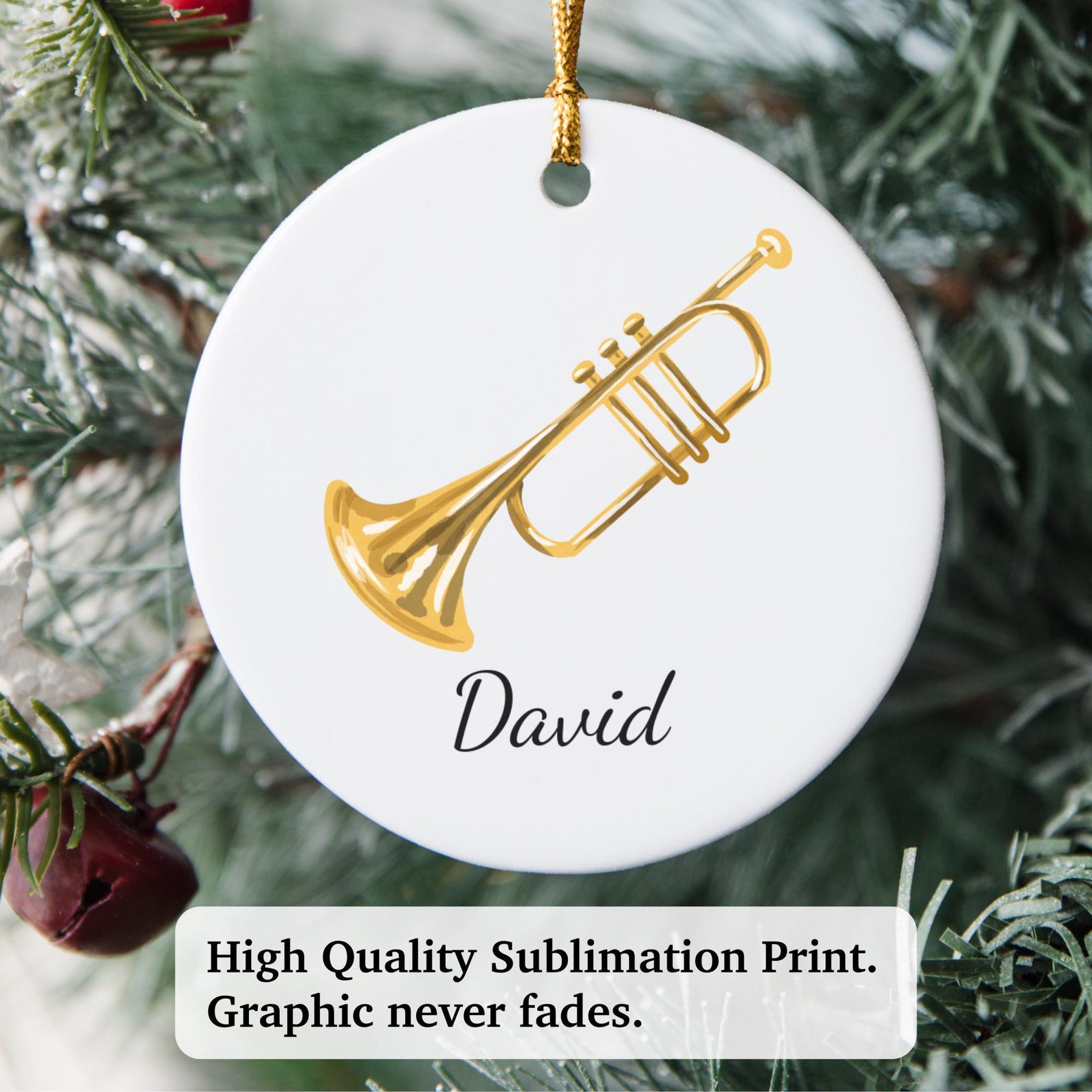 Trumpet Ornament, Trumpet Personalized Ornament, Trumpet Christmas ...