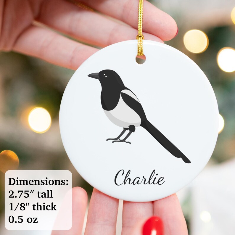 Personalized Magpie Ornament, Magpie Christmas Ornament, Magpie Xmas ...