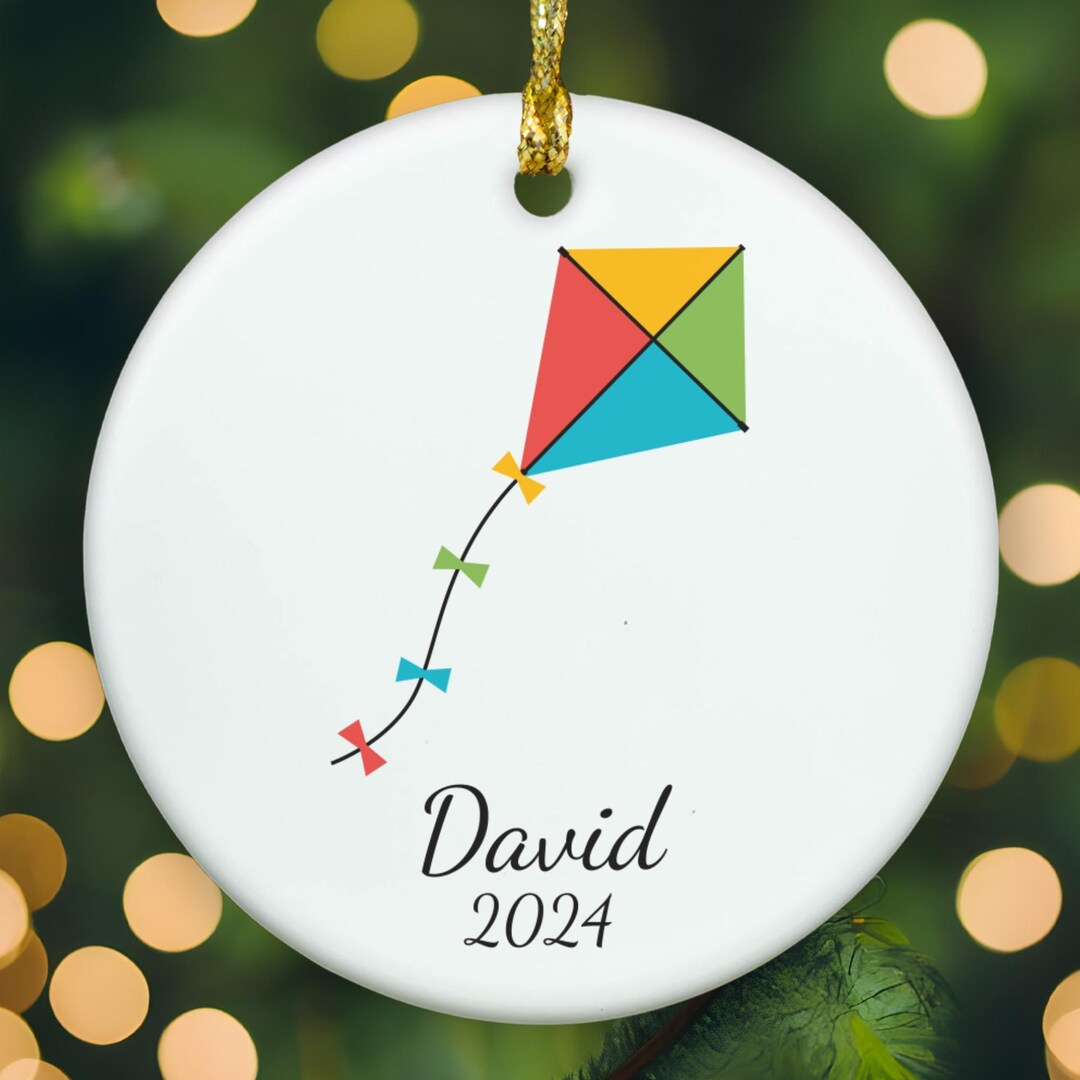 Personalized Kite Flying Ornament, Kite Flying Christmas Ornament, Kite ...