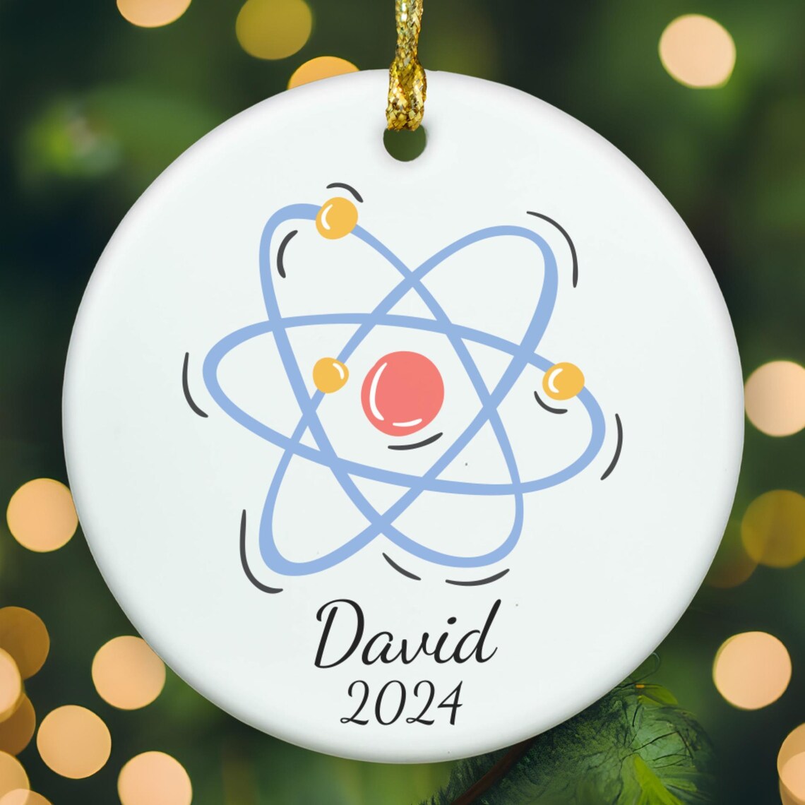 Personalized Atom Ornament, Atom Christmas Ornament, Atom Xmas Ornament ...