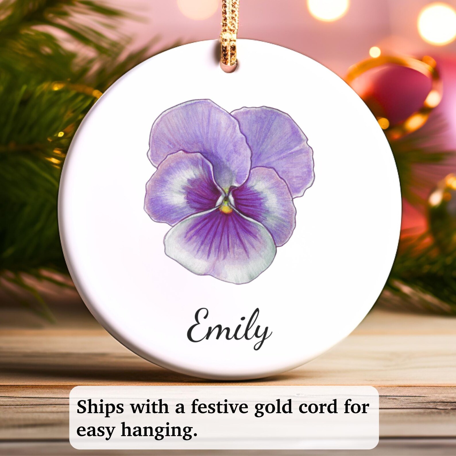 Pansy Ornament, Pansy Name Ornament, Pansy Flower Ornament, Pansy ...