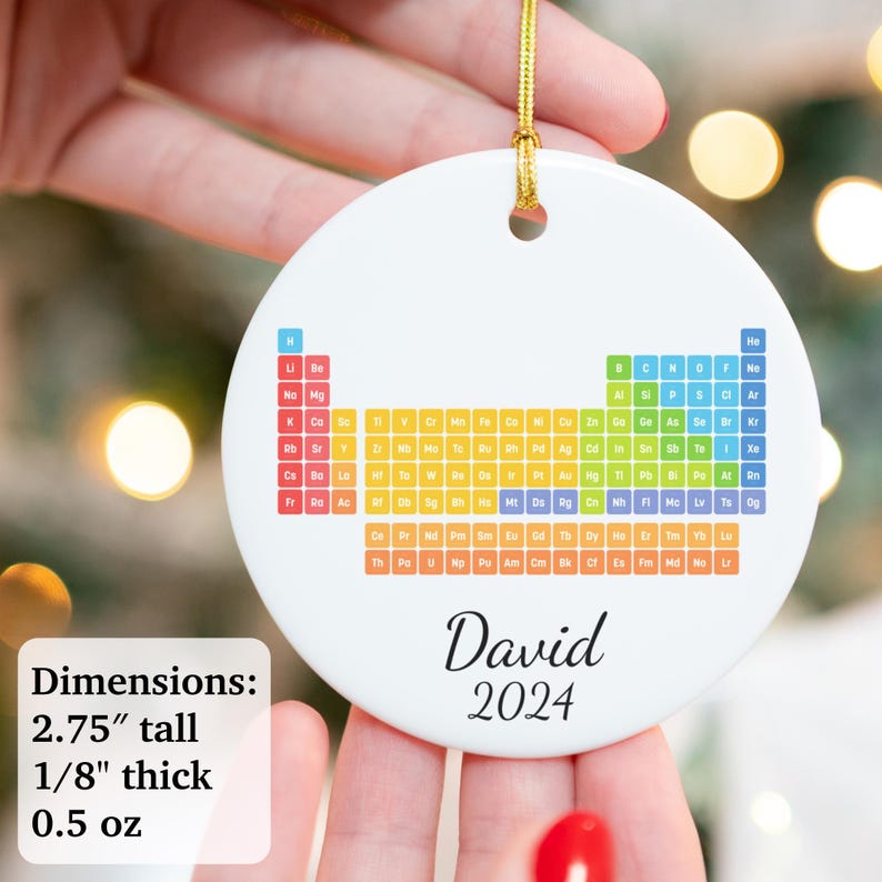 Personalized Periodic Table Ornament, Periodic Table Christmas Ornament ...