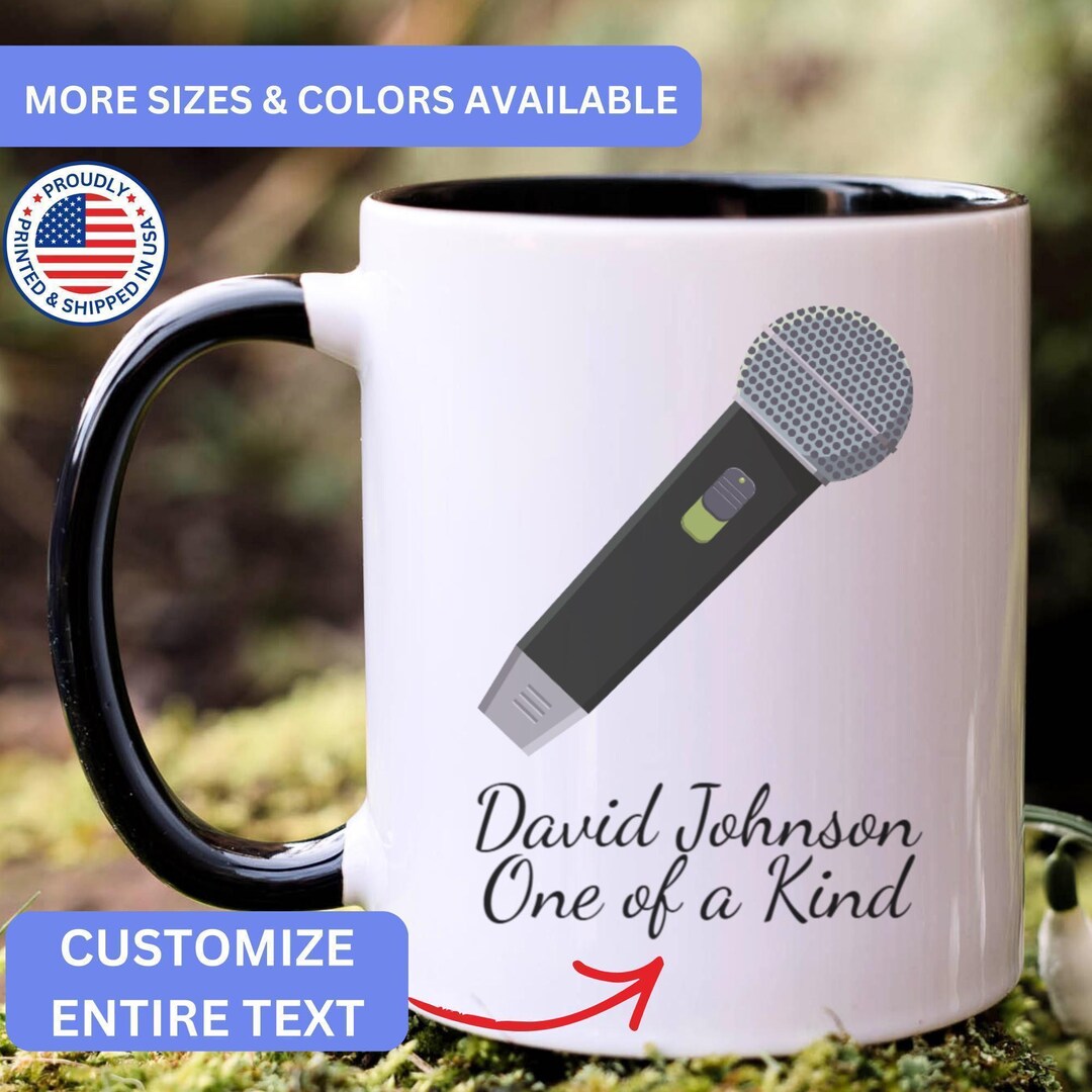 Personalized Microphone Mug, Custom Microphone Mug, Microphone Gift ...