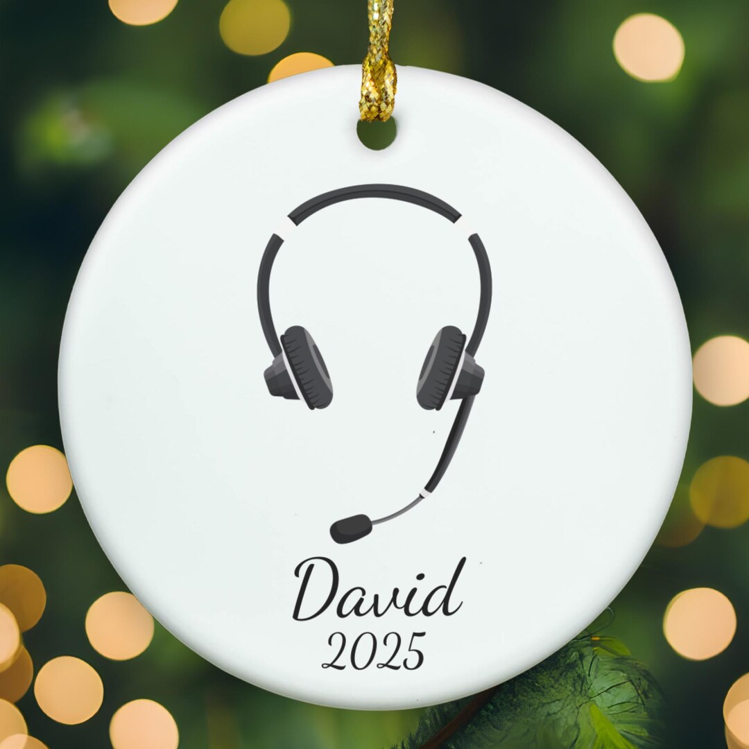 Personalized Headset Ornament, Headset Christmas Ornament, Headset Xmas ...