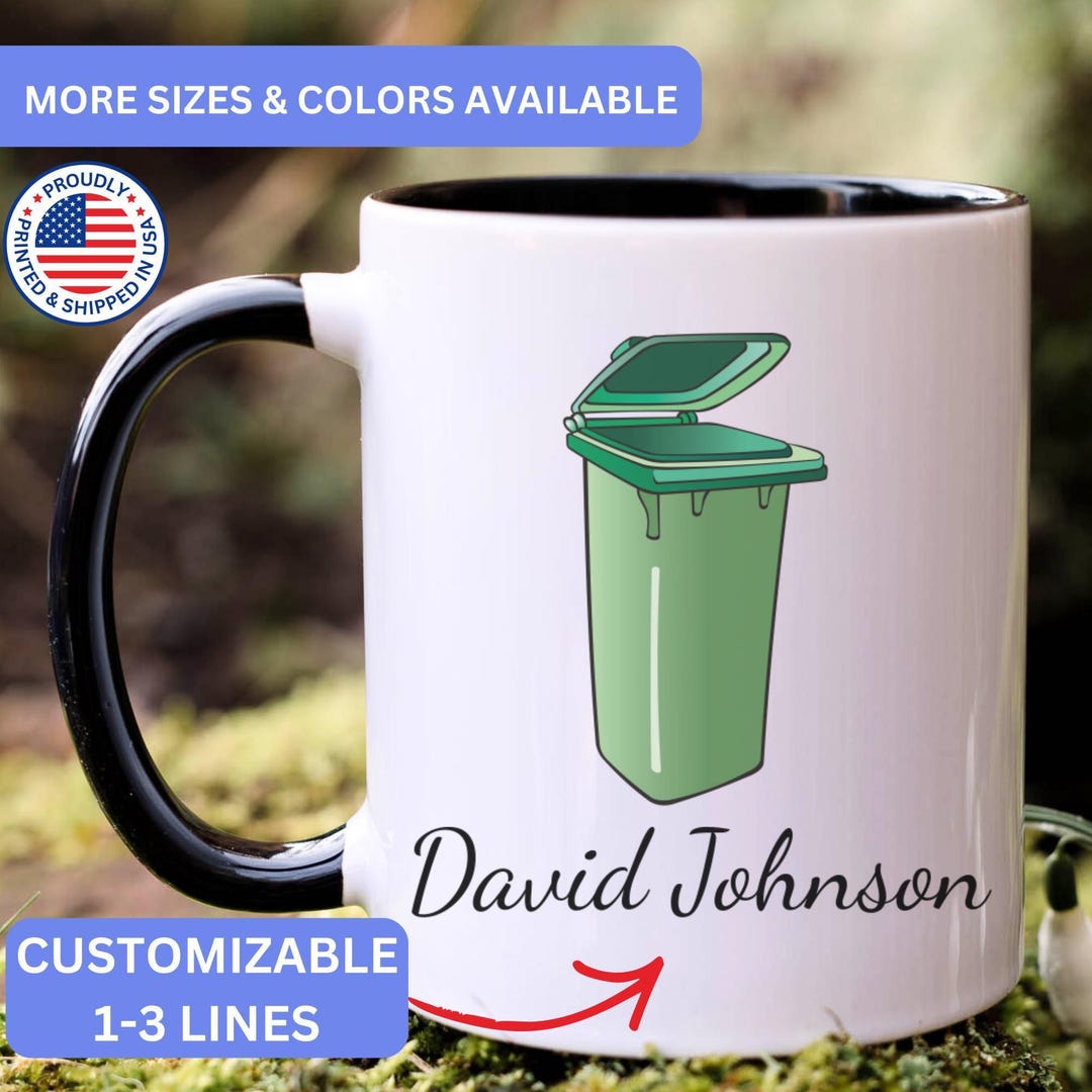 Personalized Trash Bin Mug, Custom Trash Bin Mug, Trash Bin Gift, Trash ...