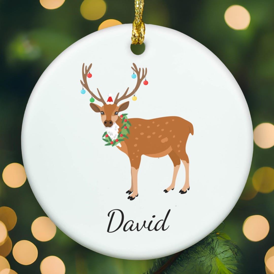 Personalized Reindeer Ornament, Reindeer Christmas Ornament, Reindeer ...