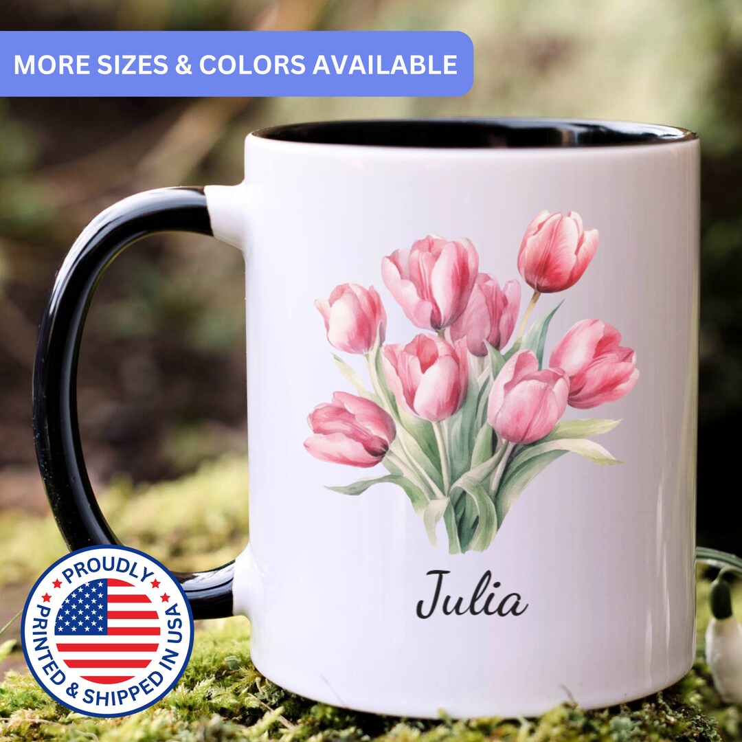 Tulip Flower Personalized Gift, Tulip Flower Name Mug, Tulip Custom ...