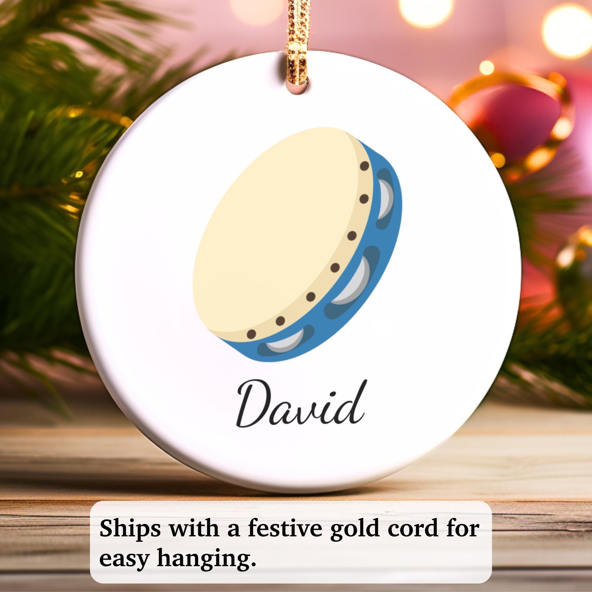 Tambourine Ornament, Tambourine Personalized Ornament, Tambourine ...