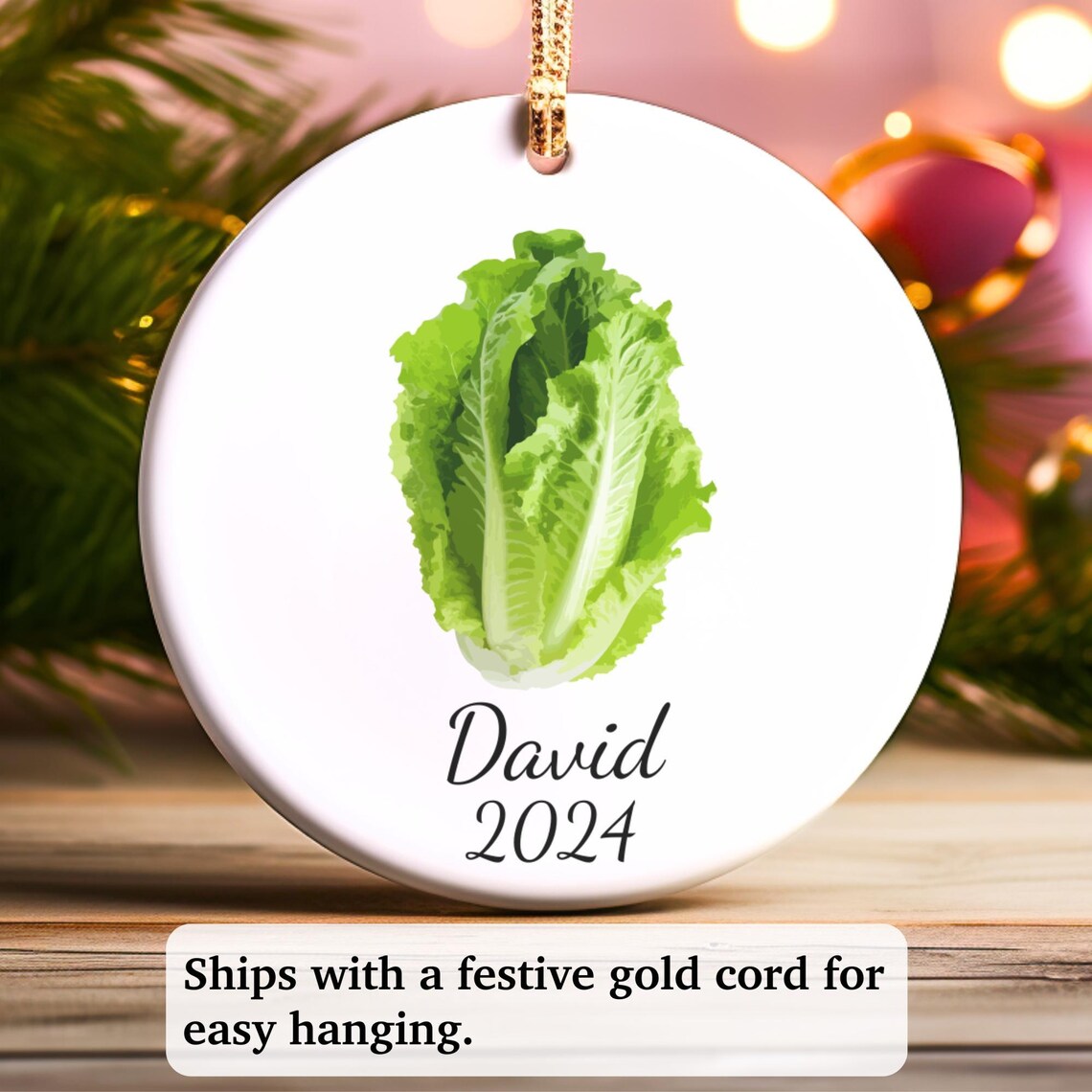 Personalized Lettuce Ornament, Lettuce Christmas Ornament, Lettuce Xmas ...