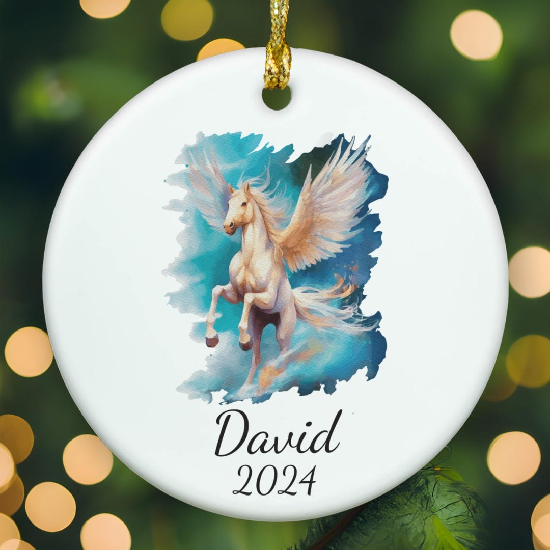 Personalized Pegasus Ornament, Pegasus Christmas Ornament, Pegasus Xmas ...