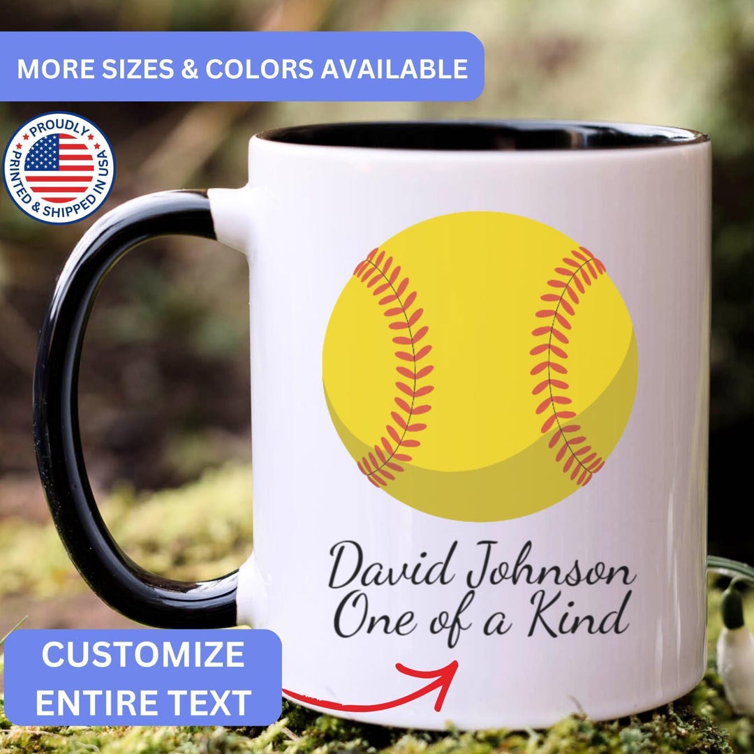 Personalized Softball Mug, Custom Softball Mug, Softball Gift, Softball ...