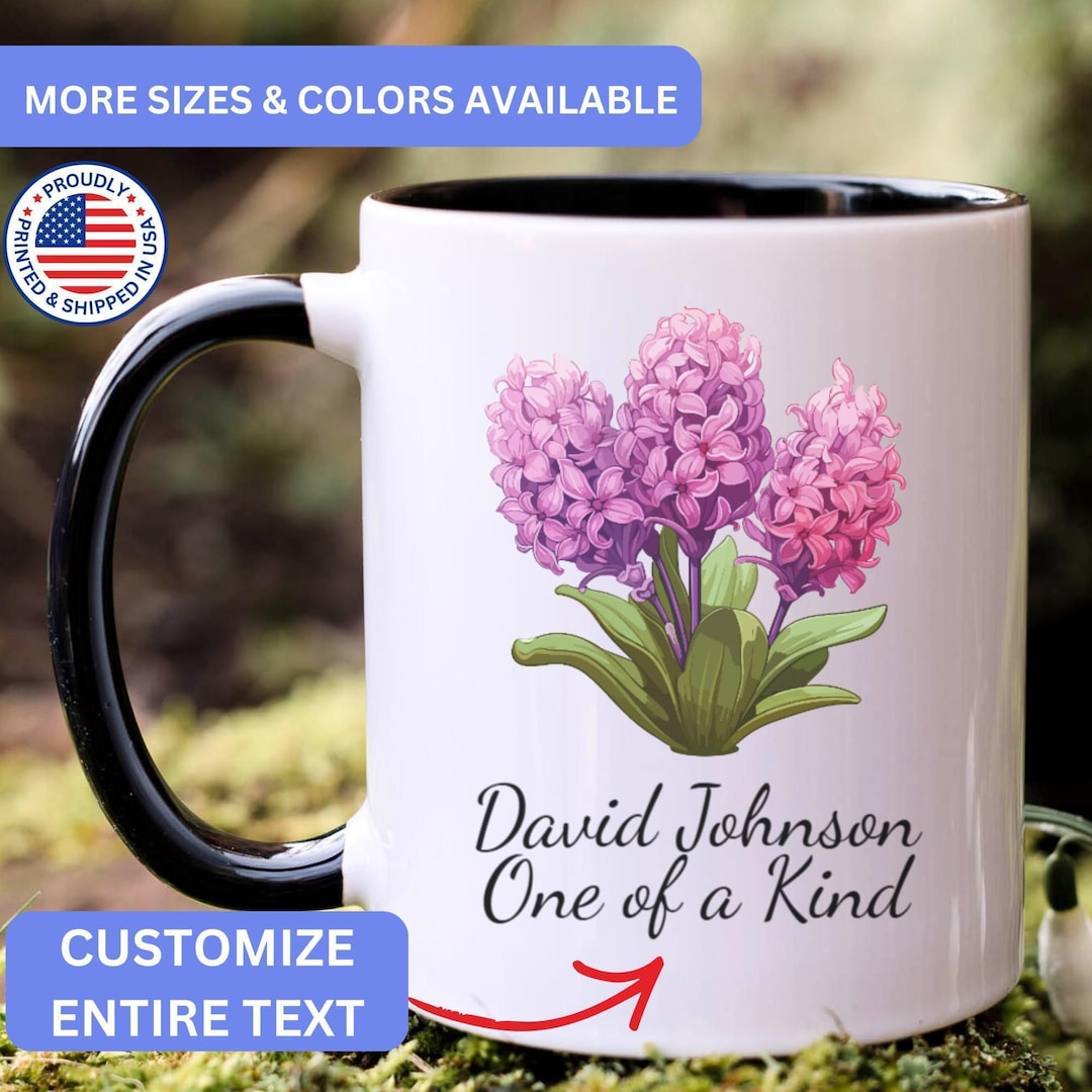 Personalized Hyacinth Mug, Custom Hyacinth Mug, Hyacinth Gift, Hyacinth ...