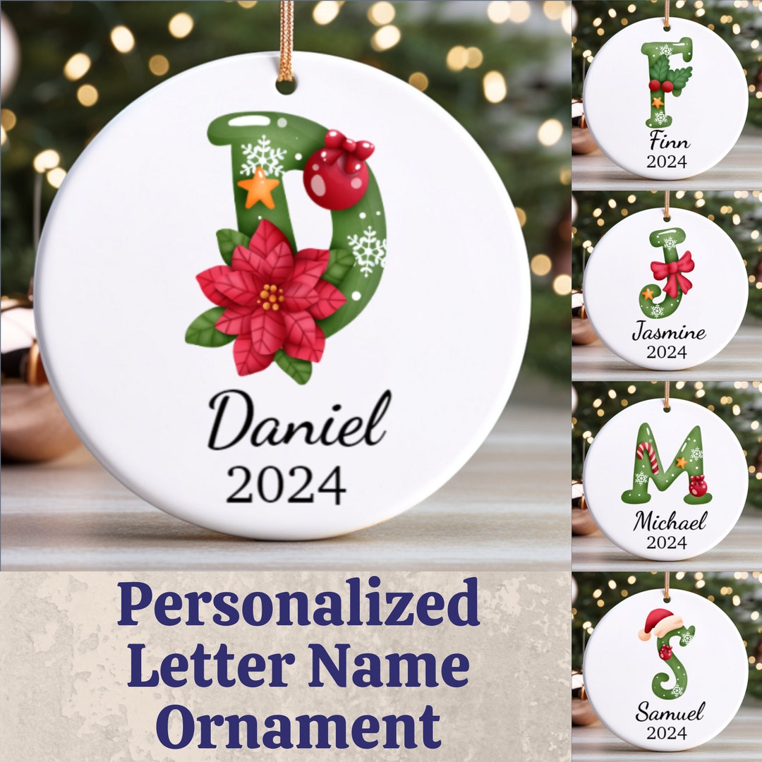 Personalized Letter Name Ornament, Monogram Christmas Ornament 2024 ...