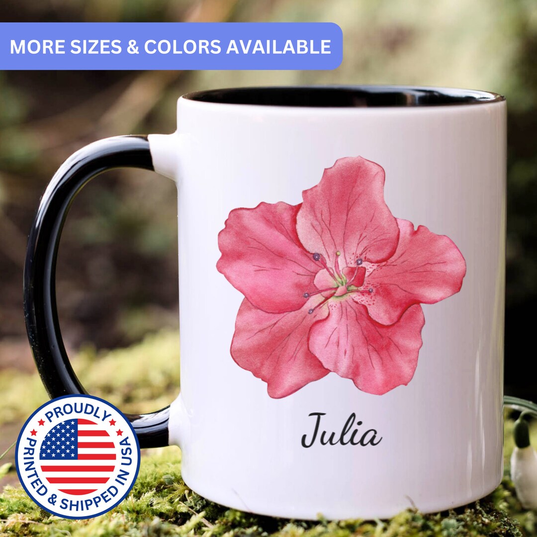 Azalea Flower Personalized Gift, Azalea Flower Name Mug, Azalea Custom ...