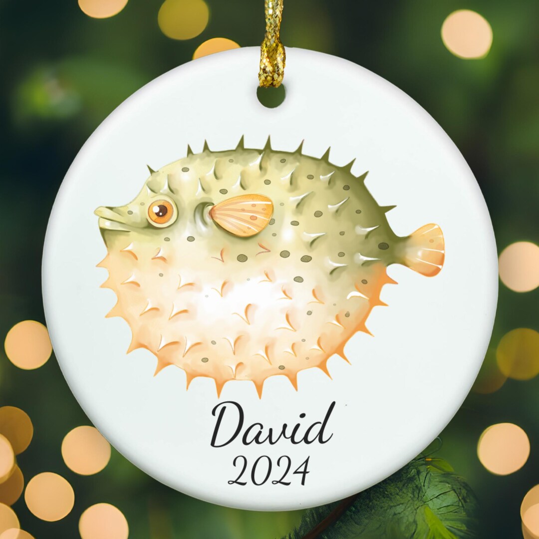 Personalized Puffer Fish Ornament, Puffer Fish Christmas Ornament ...