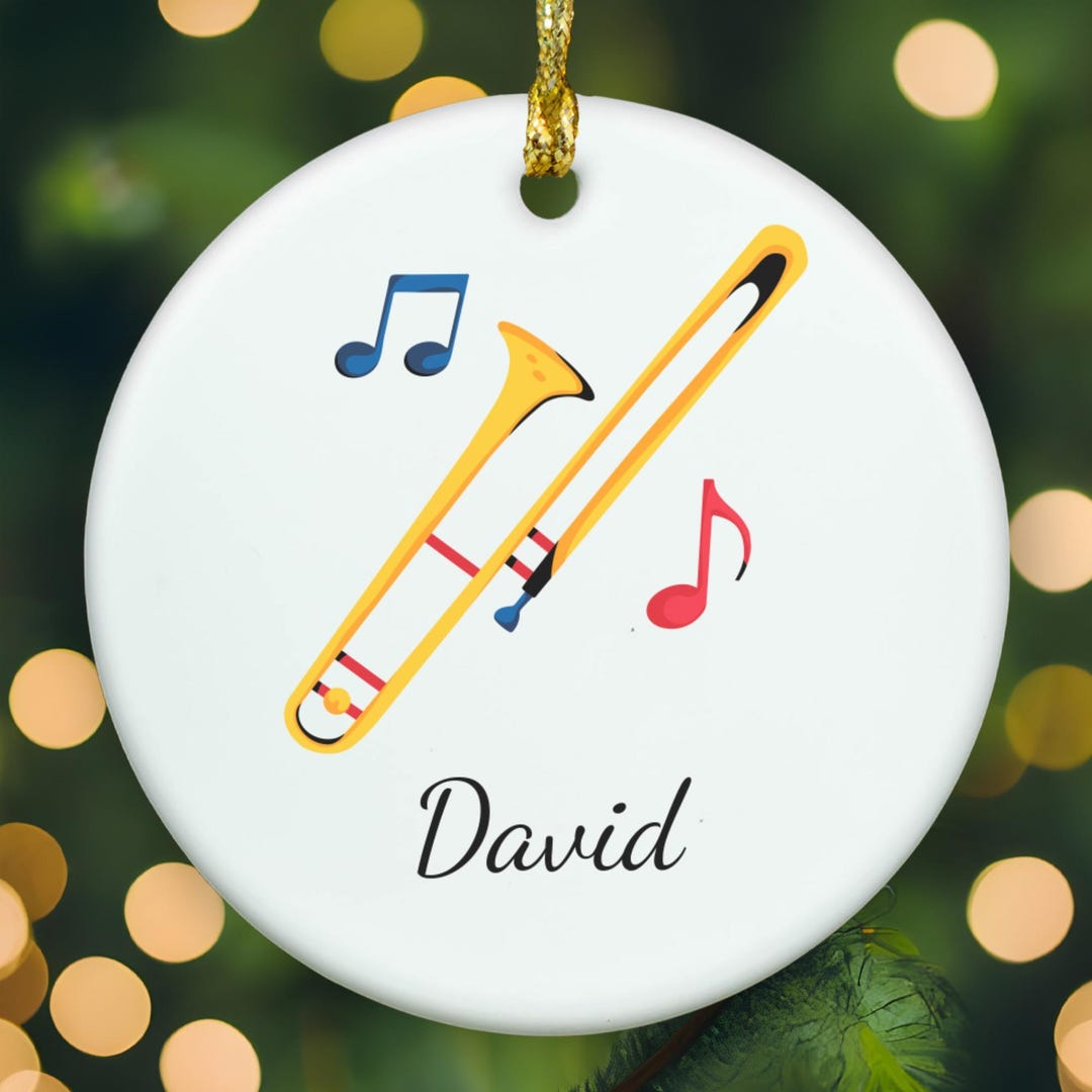 Trombone Ornament, Trombone Personalized Ornament, Trombone Christmas ...