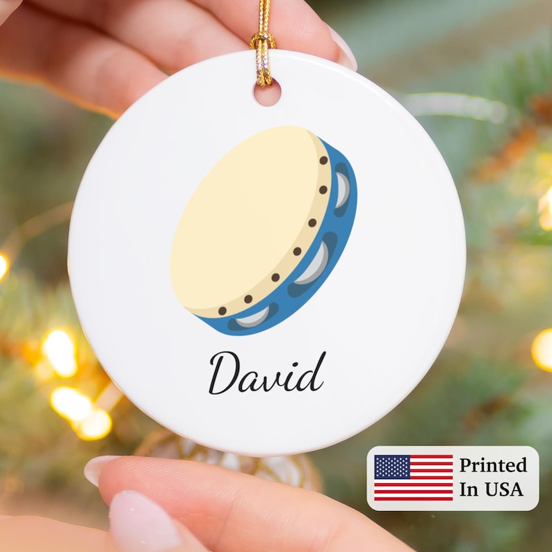 Tambourine Ornament, Tambourine Personalized Ornament, Tambourine ...