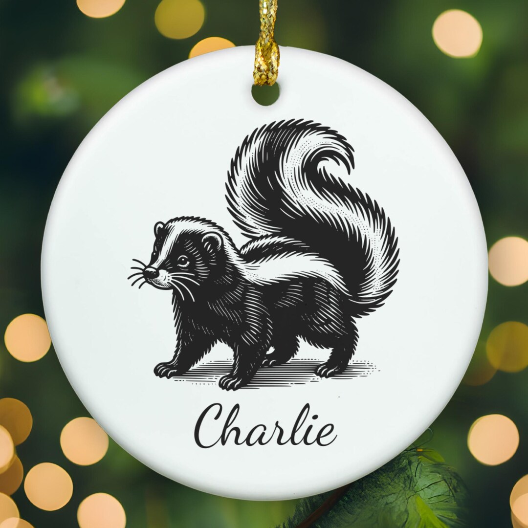 Personalized Skunk Ornament, Skunk Christmas Ornament, Skunk Xmas ...