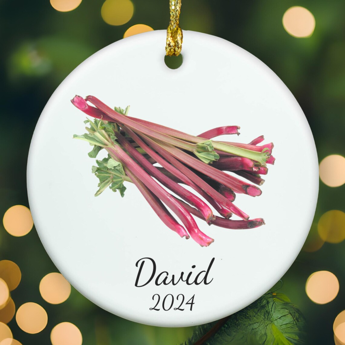 Personalized Rhubarb Ornament, Rhubarb Christmas Ornament, Rhubarb Xmas ...