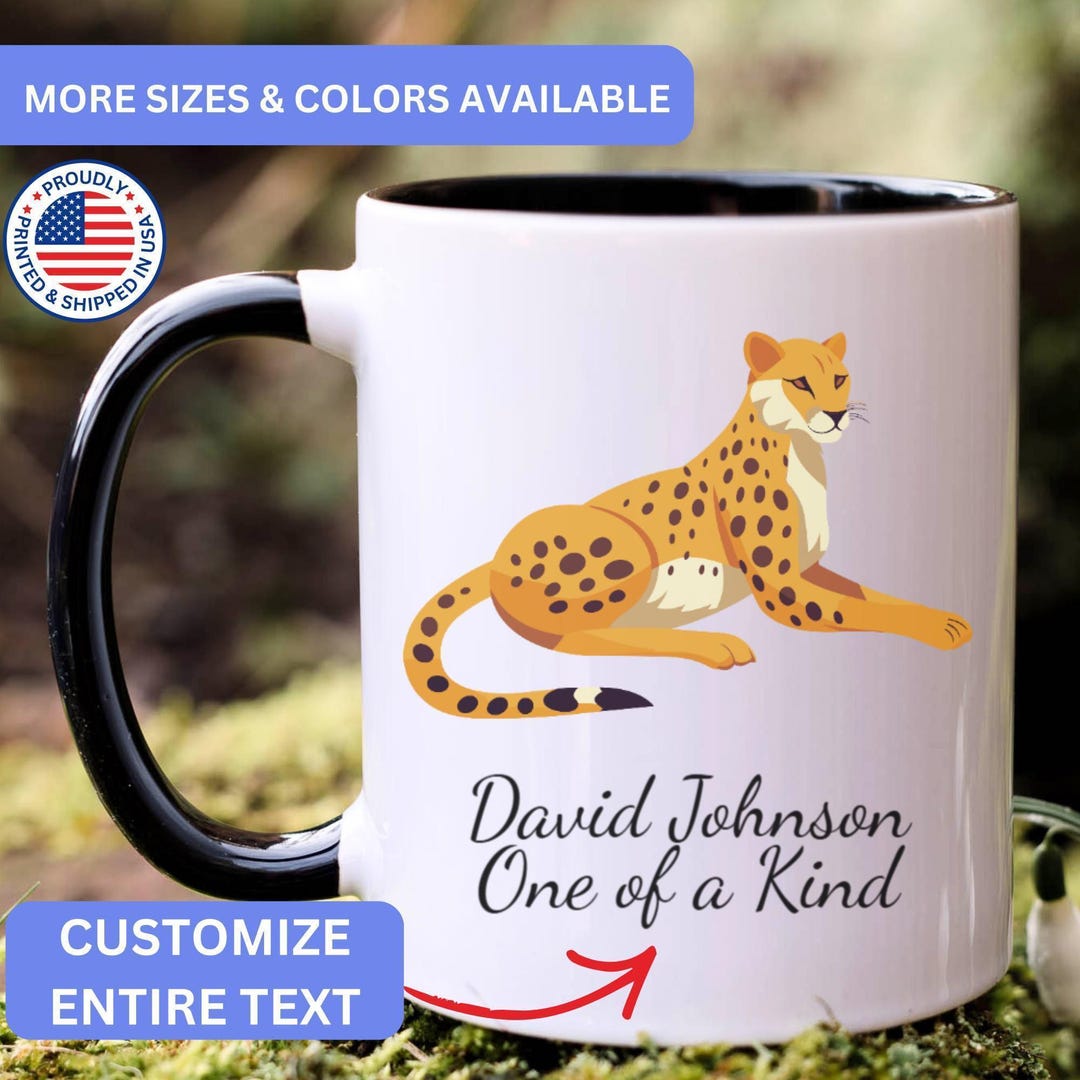 Personalized Cheetah Mug, Custom Cheetah Mug, Cheetah Gift, Cheetah ...