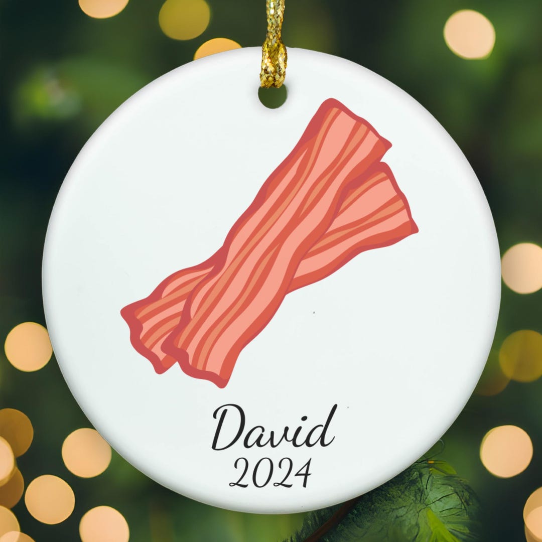 Personalized Bacon Ornament, Bacon Christmas Ornament, Bacon Xmas ...