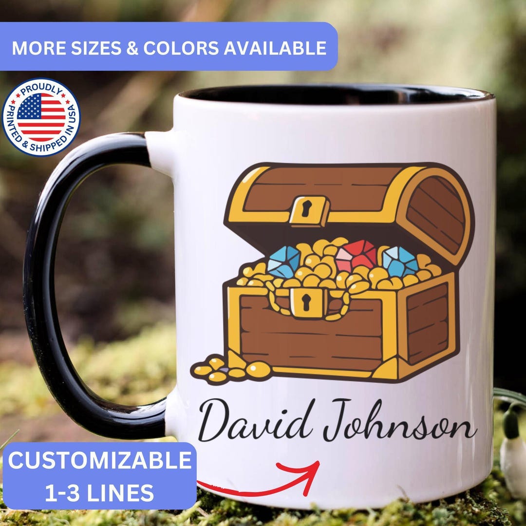 Personalized Treasure Chest Mug, Custom Treasure Chest Mug, Treasure ...