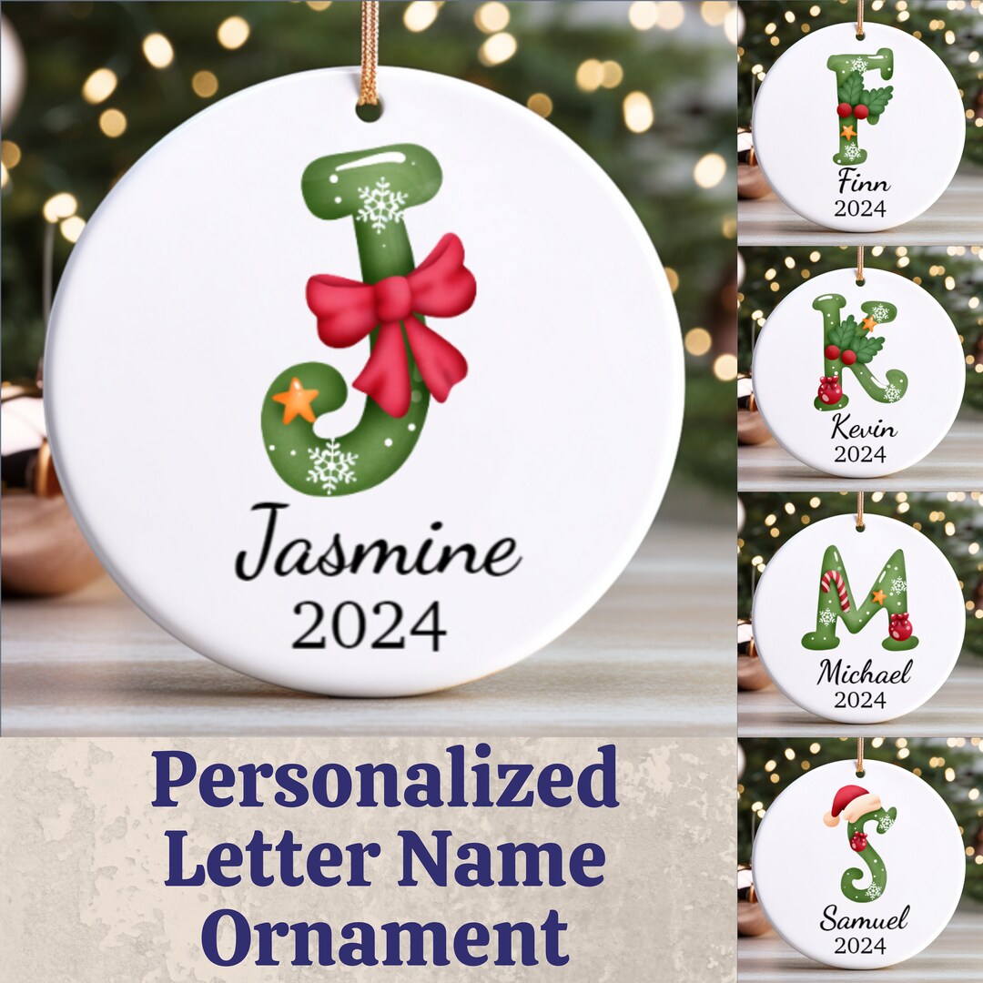 Personalized Letter Name Ornament, Monogram Christmas Ornament 2024 ...